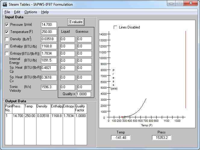 Steam Tables Software - both 1967 and 1997 Industrial Formulation